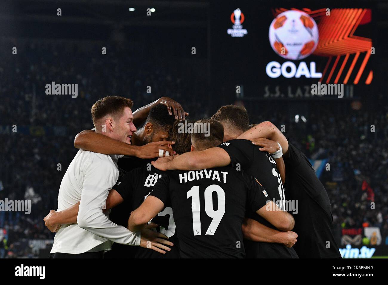 Italy, 13 October 2022, Sturm Graz's players jubilates after scoring ...