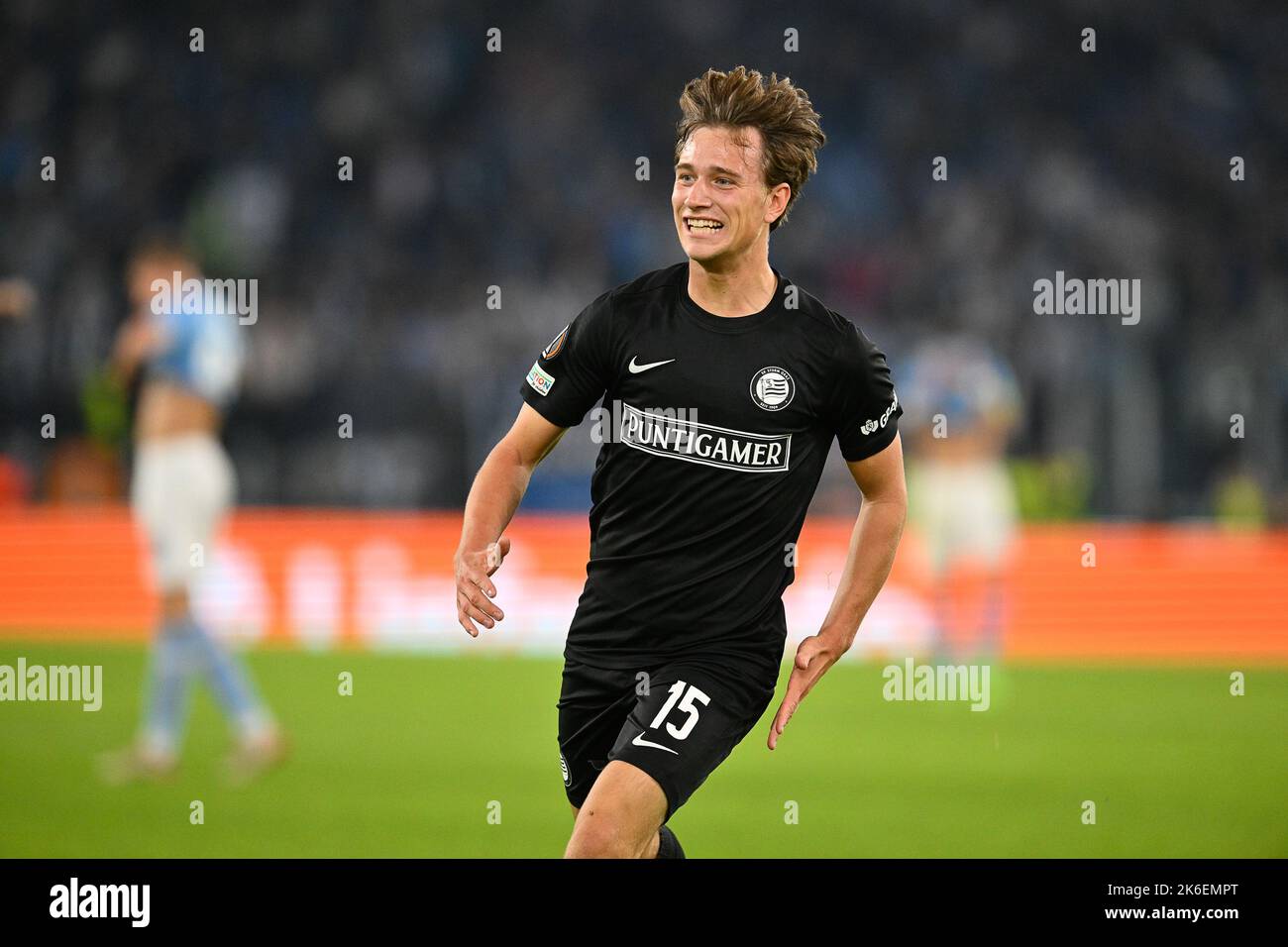 Italy, 13 October 2022, William Boving of Sturm Graz jubilates after ...