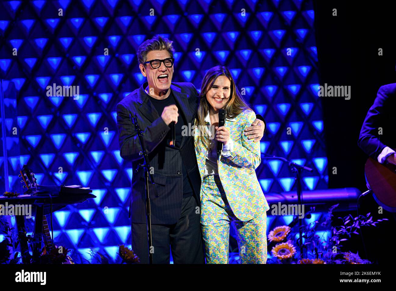French singer Joyce Jonathan and Marc Lavoine during a concert at La ...