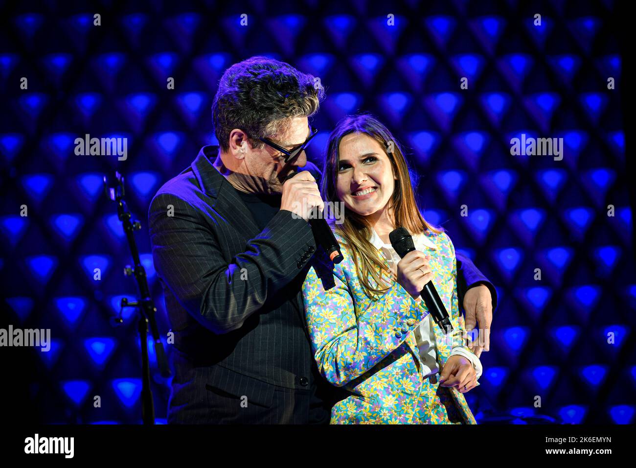 French singer Joyce Jonathan and Marc Lavoine during a concert at La ...