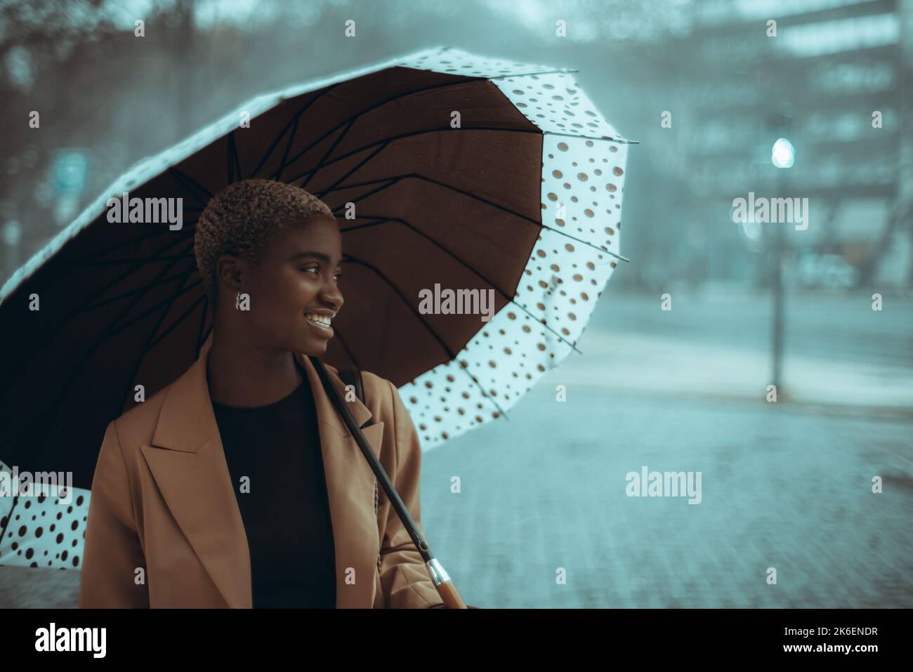 A portrait of a very beautiful youthful smiling black female looking ...