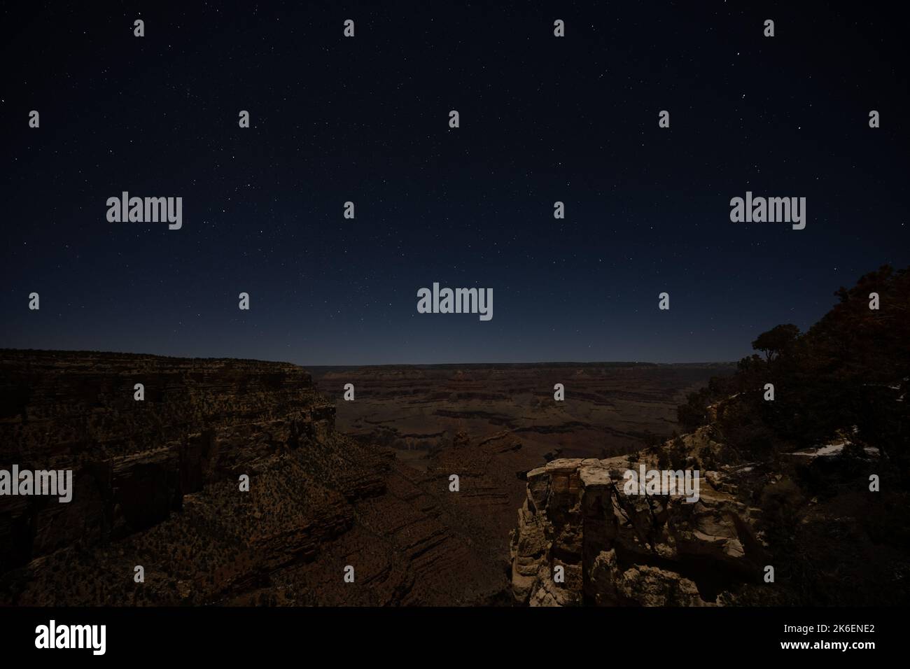 Stars Over The Grand Canyon South Rim on clear winter night Stock Photo ...