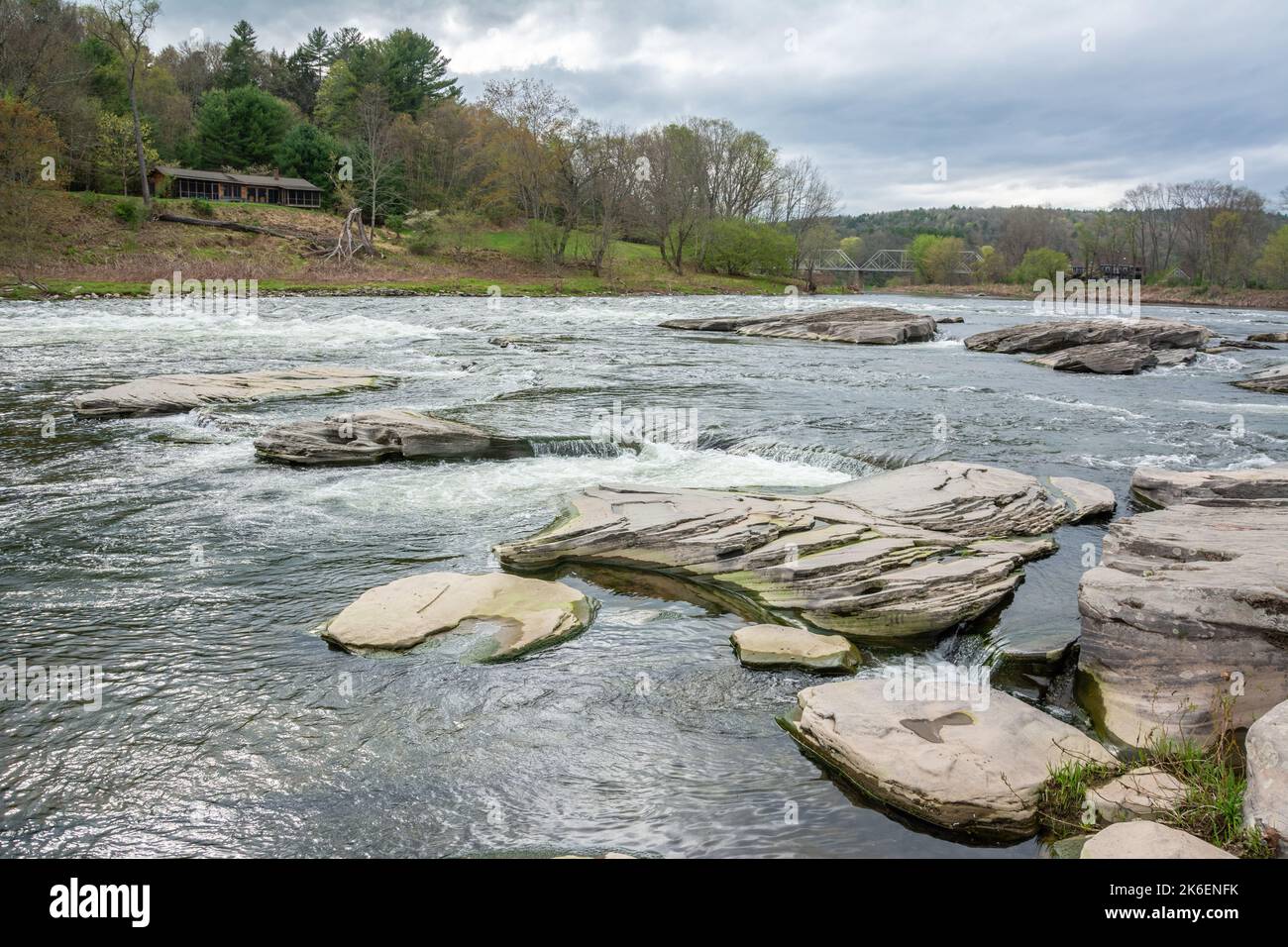 Cascades of Upper Delaware River at Skinners Falls Rocky Beach in ...