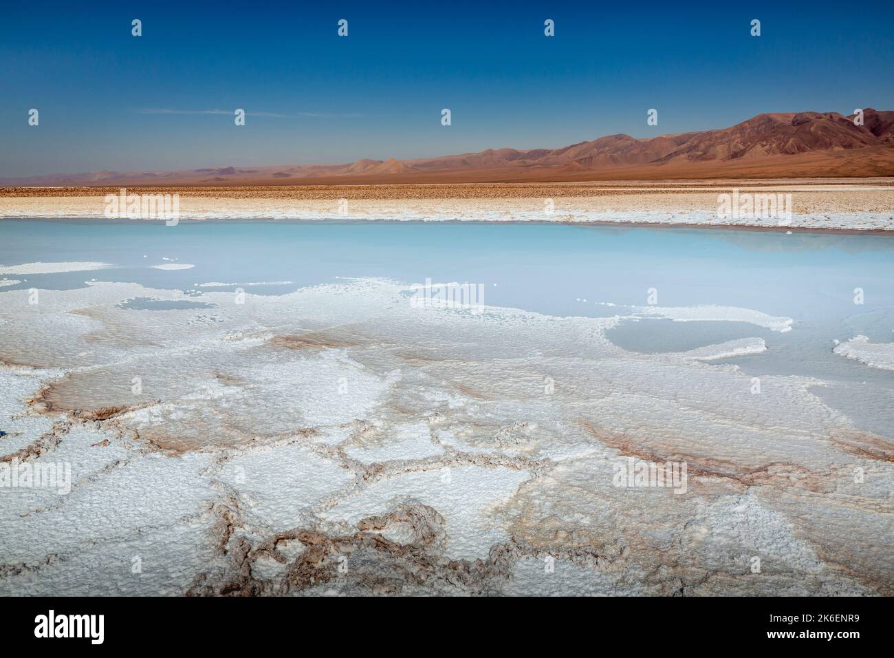 Salar de Atacama volcanic landscape and salt lake in Atacama Desert ...