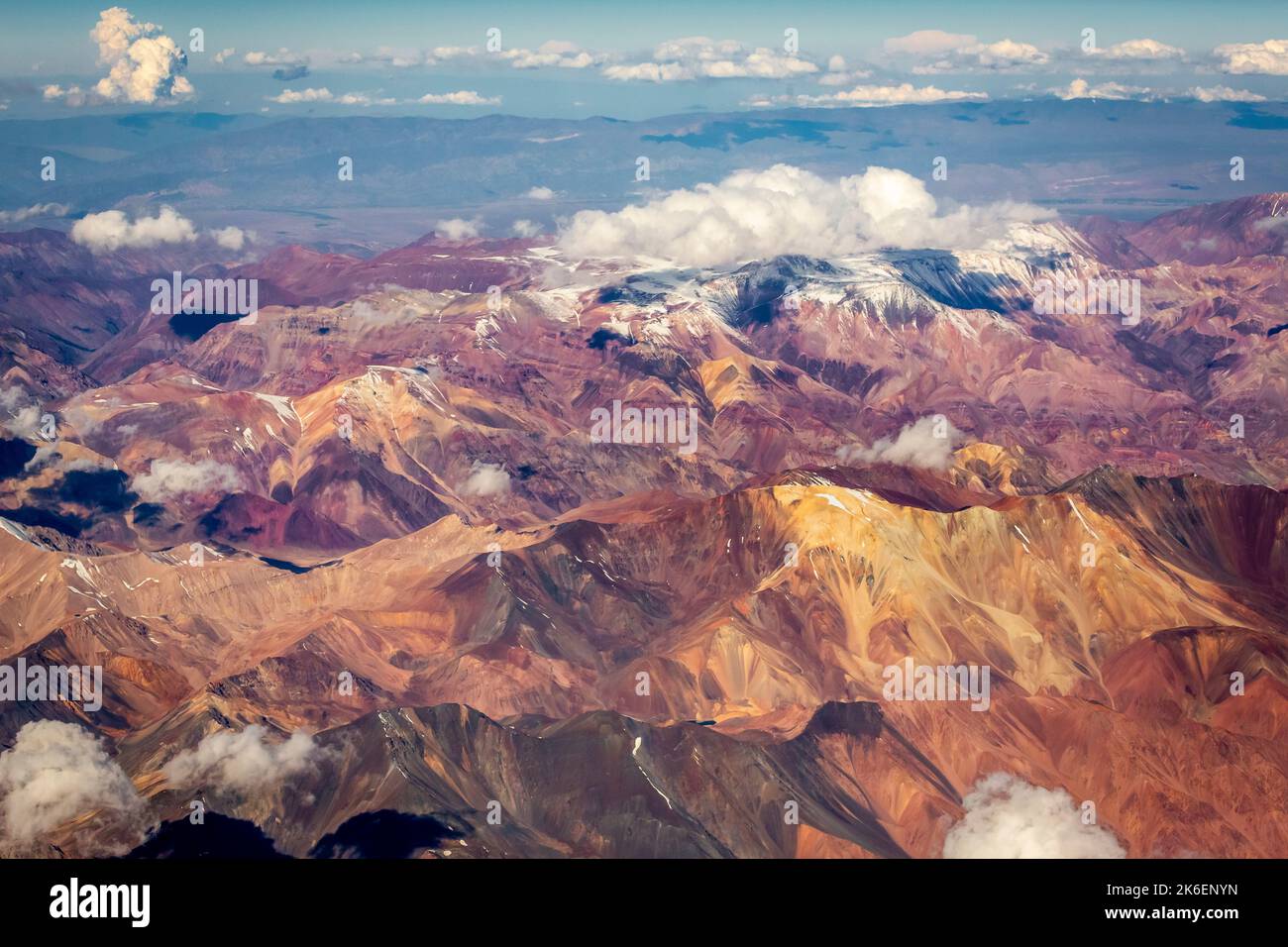 Andes cordillera and Atacama aerial view, dramatic volcanic landscape ...