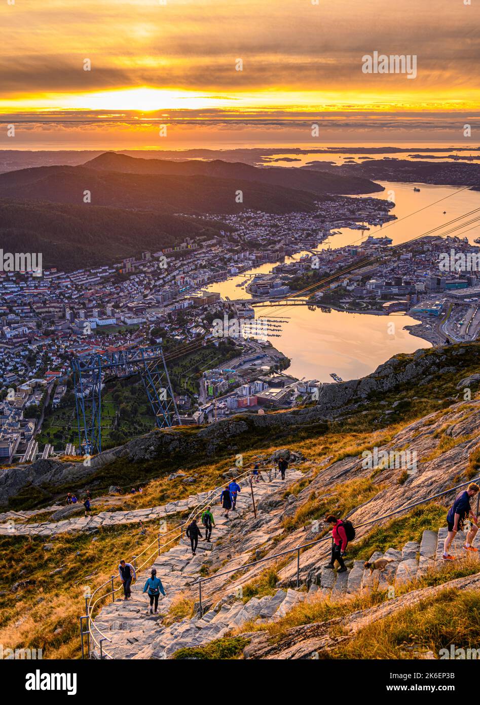Sunset over Bergen in Norway from Mt Ulriken Stock Photo - Alamy
