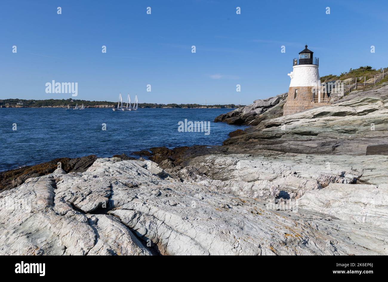 Castle Rock lighthouse in Newport RI Stock Photo - Alamy