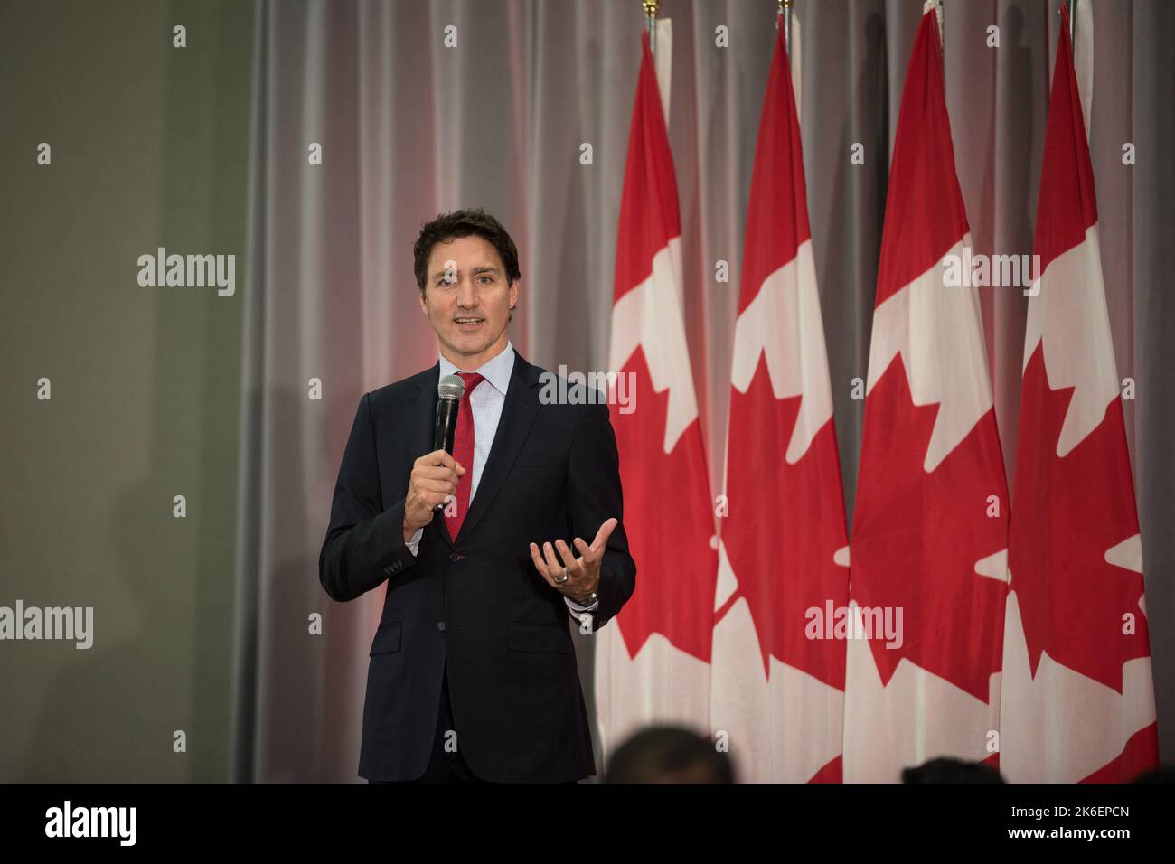 Prime Minster Justin Trudeau delivers remarks during a Liberal ...