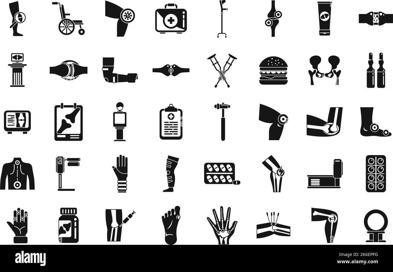 Arthritis icons set simple vector. Joint injury. Medical science Stock ...