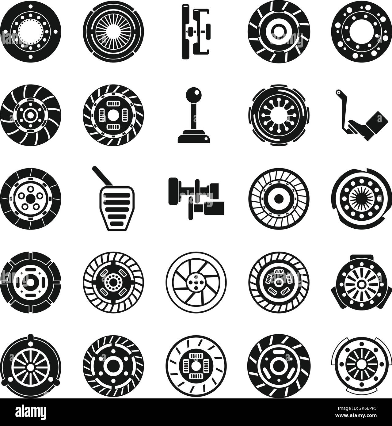 Clutch icons set simple vector. Machine engine. Auto parts Stock Vector ...