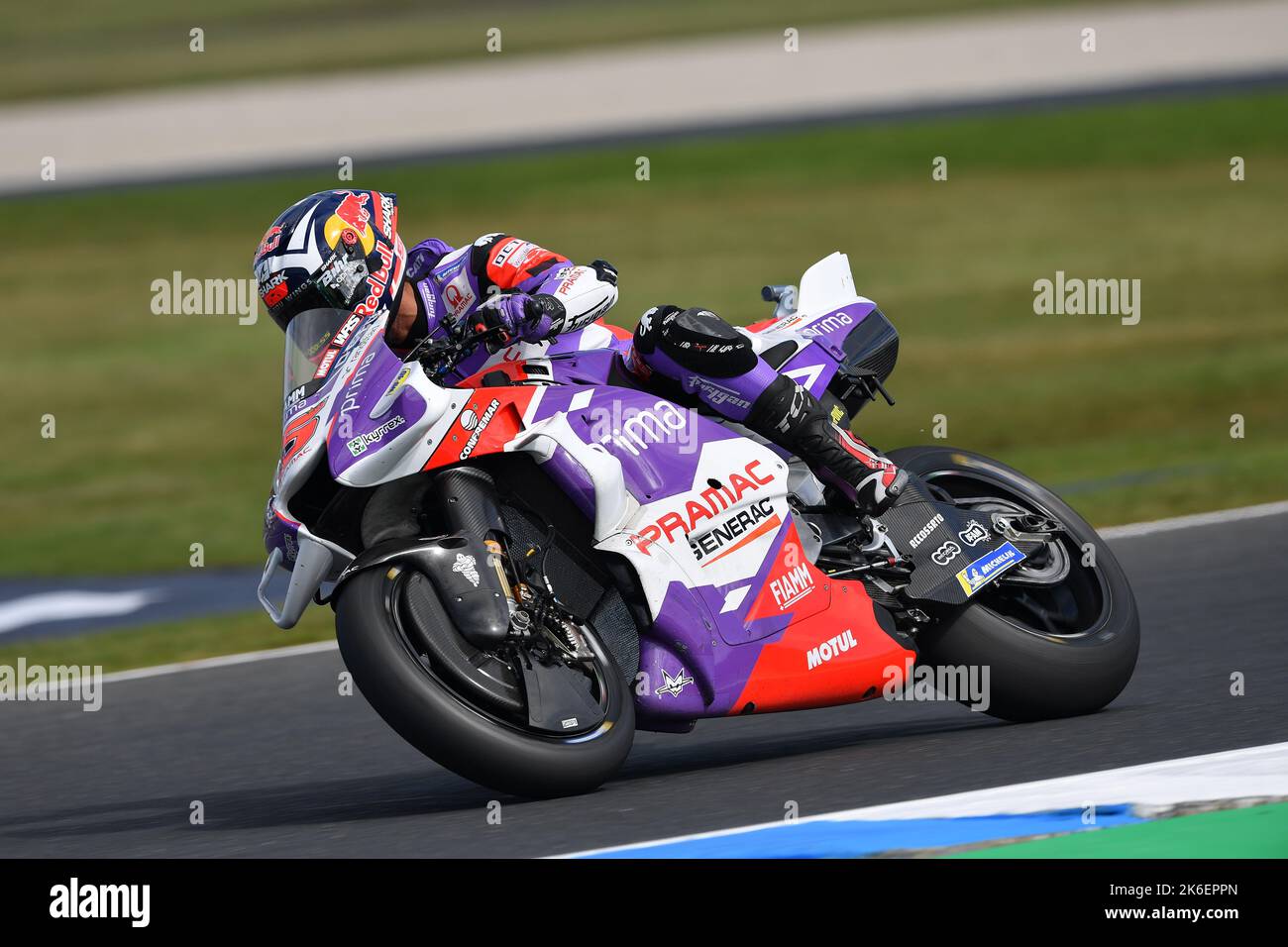 Melbourne, Australia. 14 October 2022. Johann Zarco, Pramac Ducati led ...
