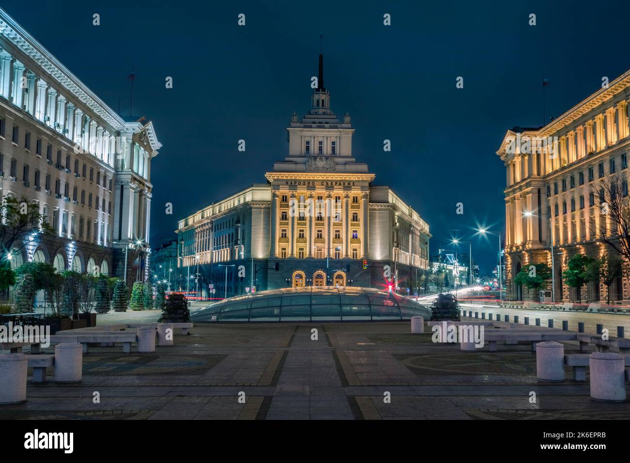Largo ensemble, National Assembly and city lights at night, Sofia ...