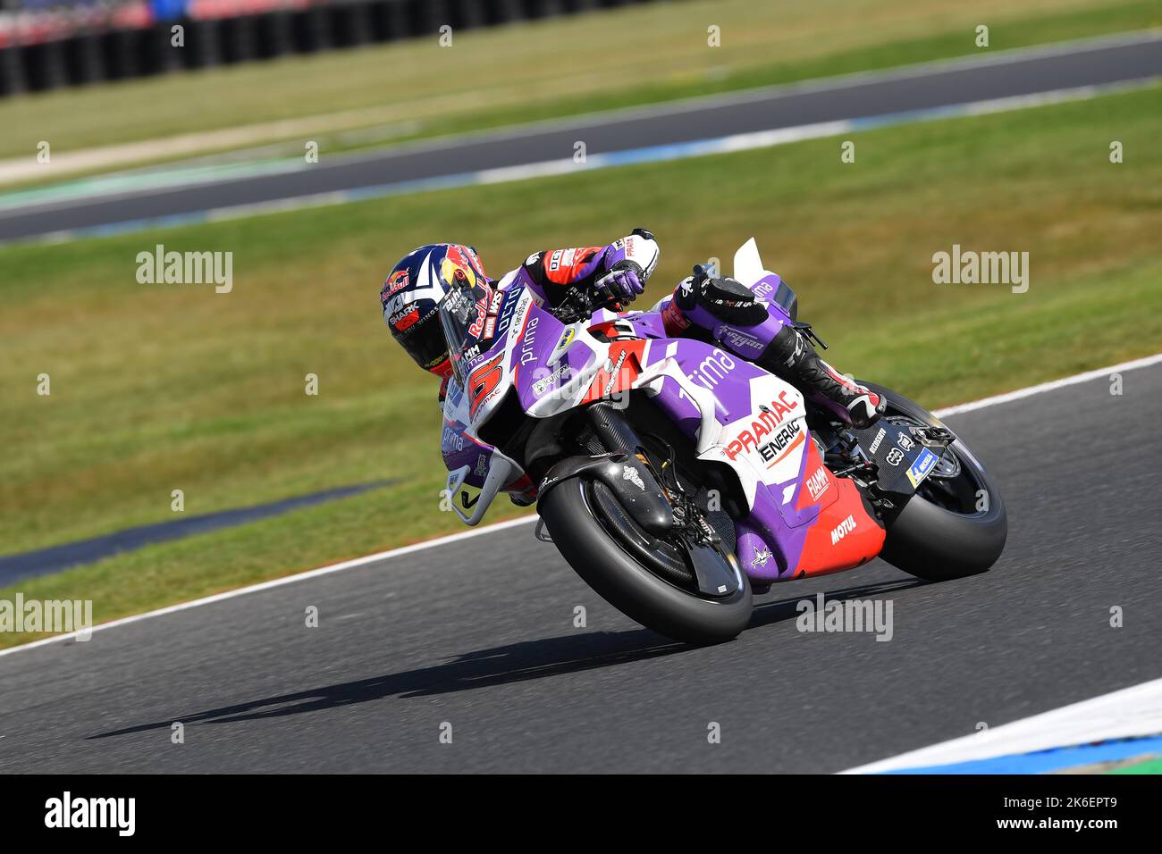 Melbourne, Australia. 14 October 2022. Johann Zarco, Pramac Ducati, led ...