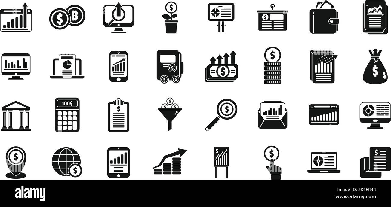Result money icons set simple vector. Business career. Trend company ...