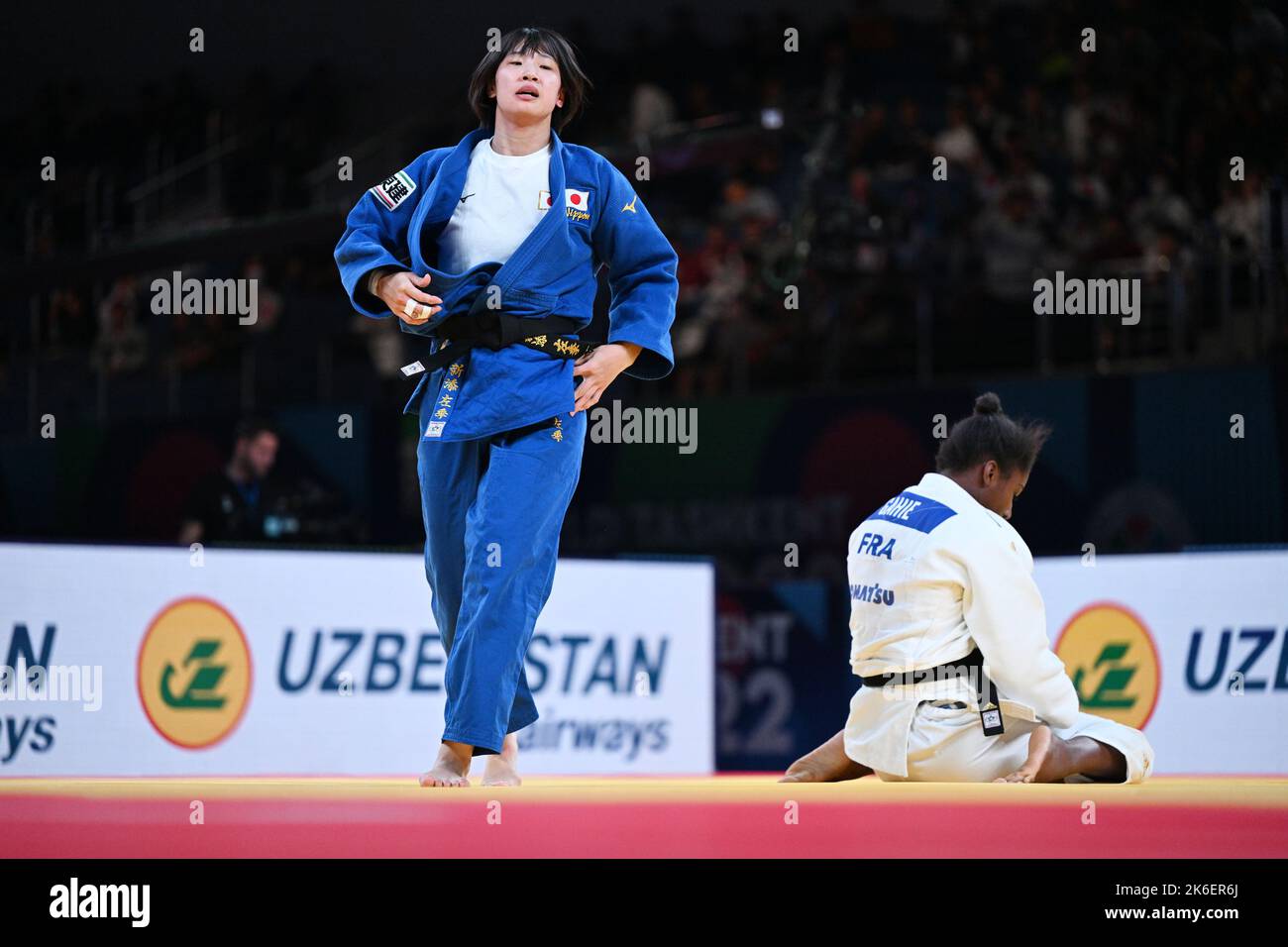 Tashkent, Uzbekistan. Credit: MATSUO. 13th Oct, 2022. (L-R) Saki Niizoe (JPN), Marie Eve Gahie ...