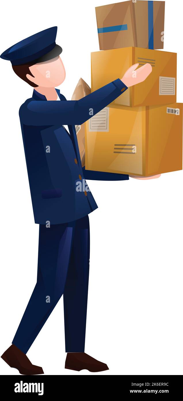 Take parcel icon cartoon vector. Box letter. Postal person Stock Vector ...