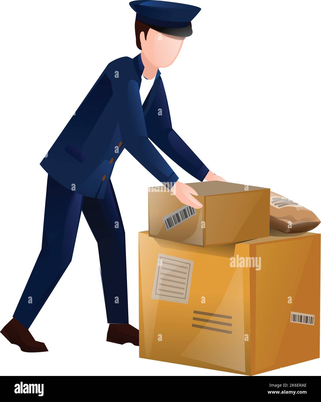 Take post parcel icon cartoon vector. Man service. Postman job Stock ...