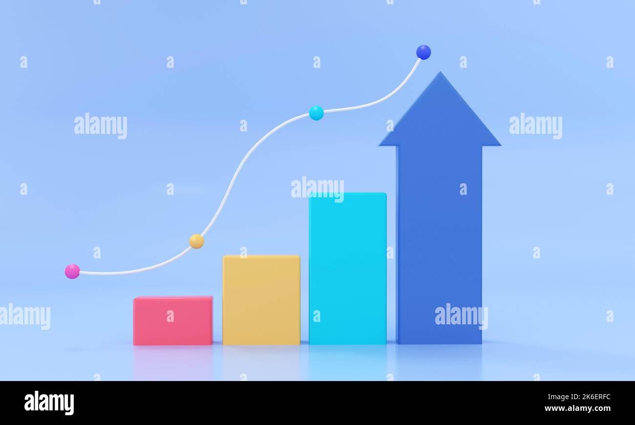 3d rendering economic stock market growth or decline concept ...