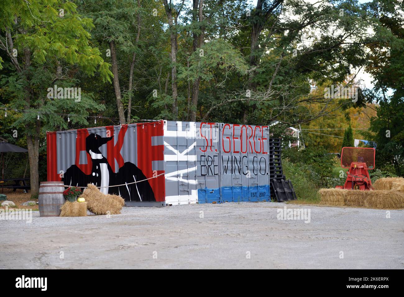 Liberty, Maine, USA. Colorful surroundings applied to an external ...