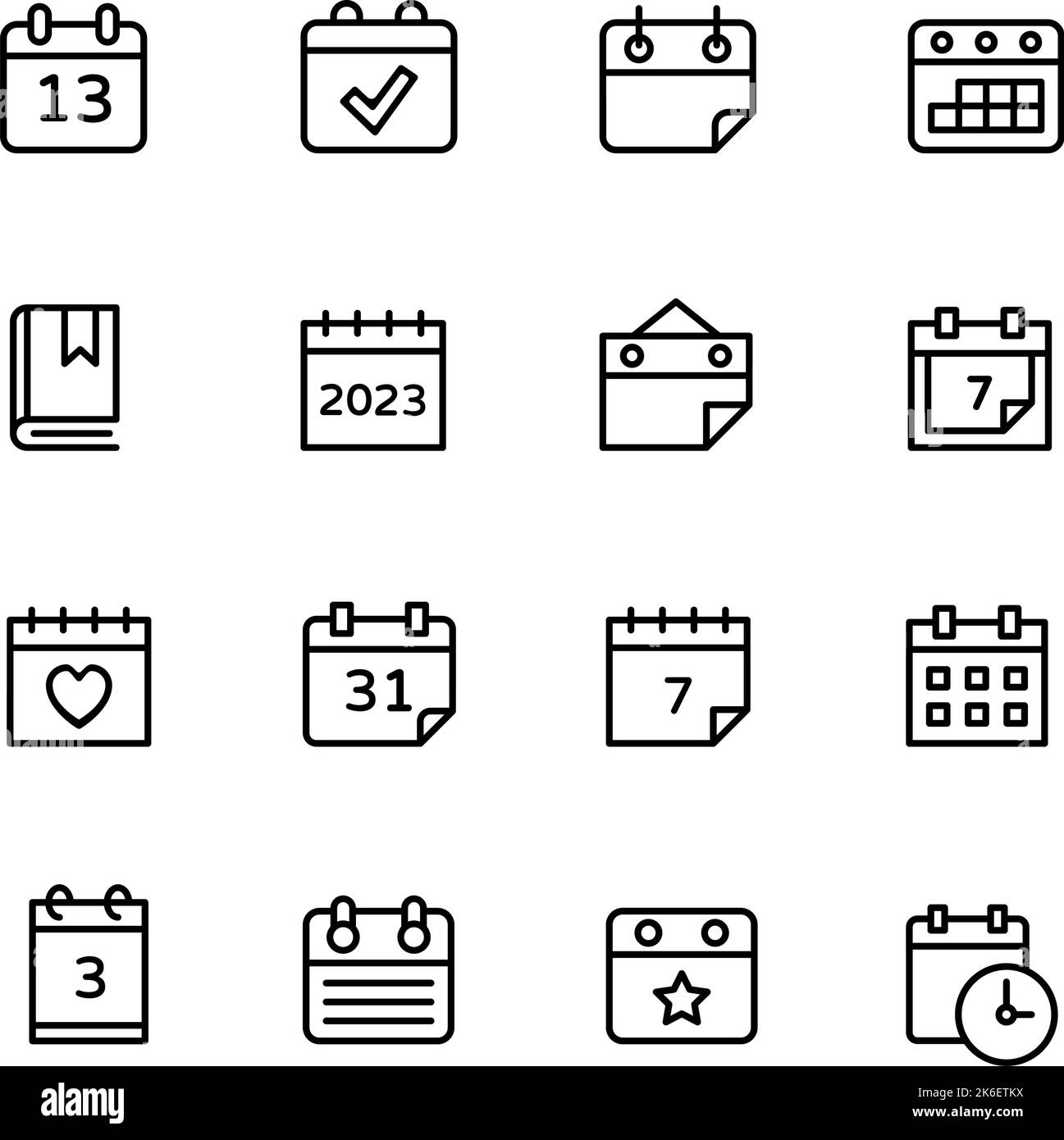 Set collection of calendar icons, calendar symbols set, time management ...