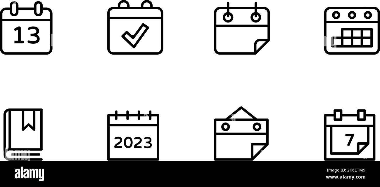 Set collection of calendar icons, calendar symbols set, time management ...