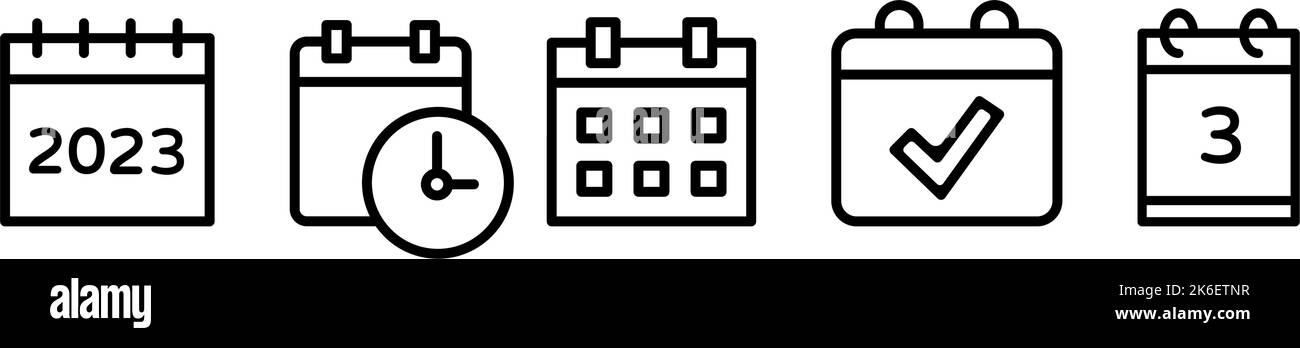 Set collection of calendar icons, calendar symbols set, time management ...