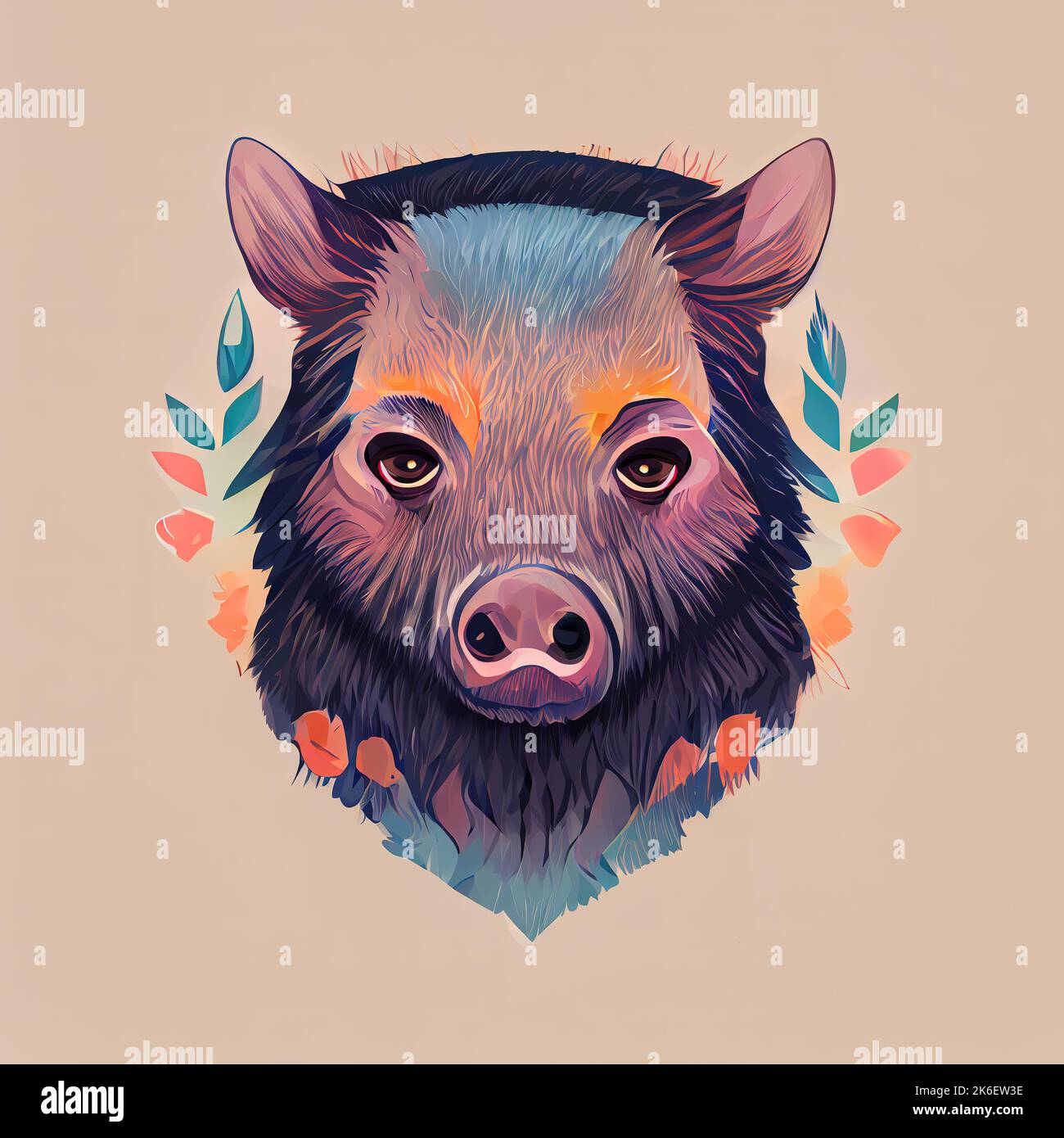 Cartoon face of a pig. Digital illustration Stock Photo - Alamy