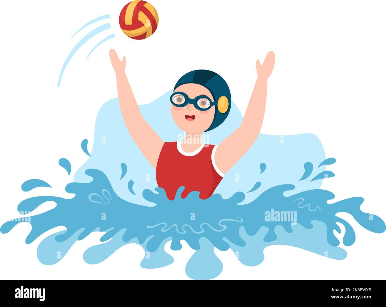 Water Polo Sport Player Playing to Throw the Ball on the Opponent's ...
