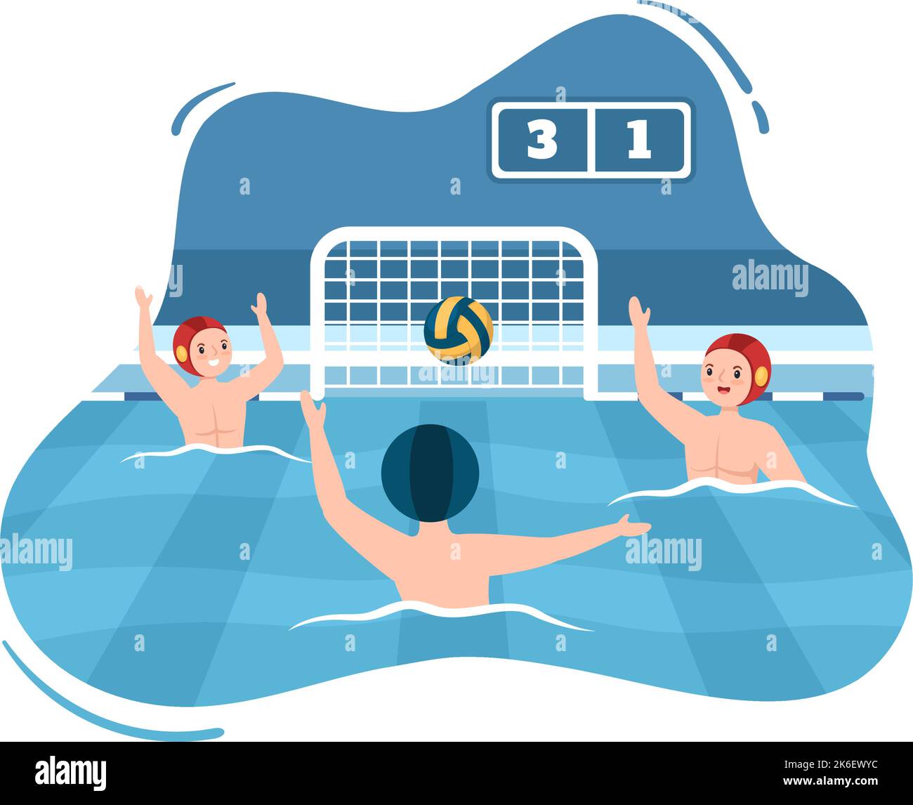 Water Polo Sport Player Playing to Throw the Ball on the Opponent's ...