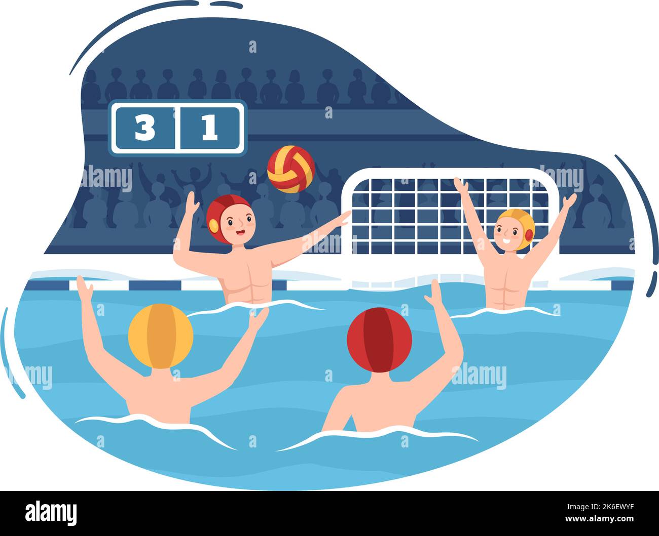Water Polo Sport Player Playing to Throw the Ball on the Opponent's ...