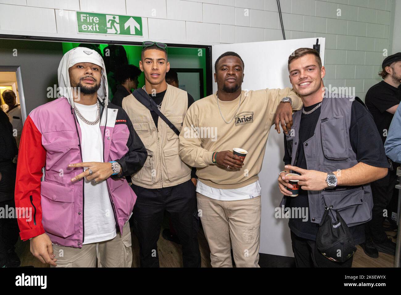 London, UK - 13 Oct 2022, (L-R) Wes Nelson, Josh Legrove, Michael ...