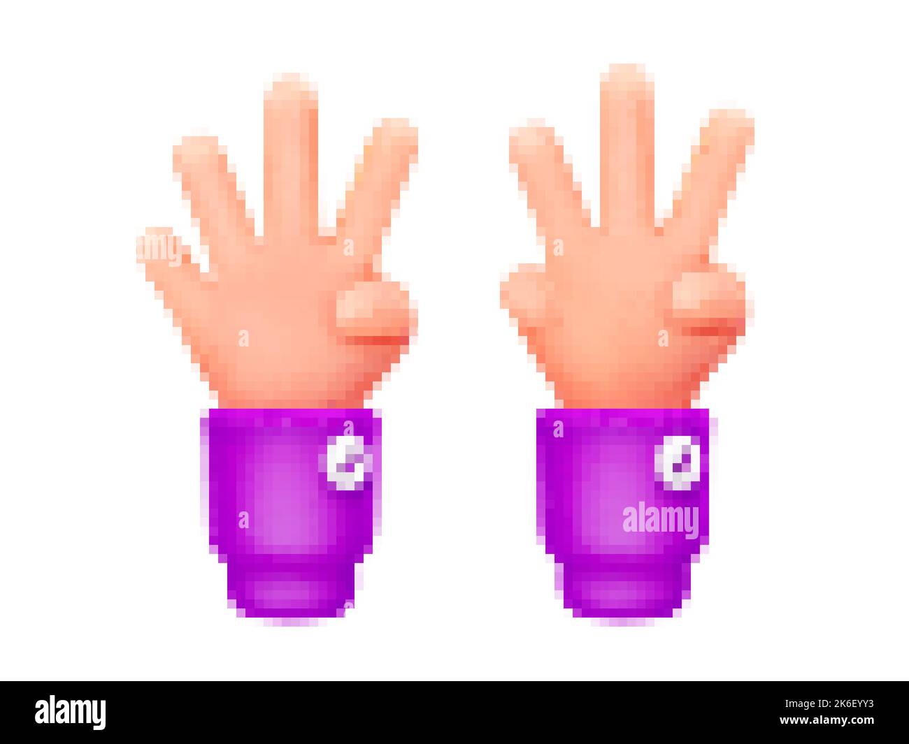 3d render, counting human hands showing three and four fingers. Communication, body language ...