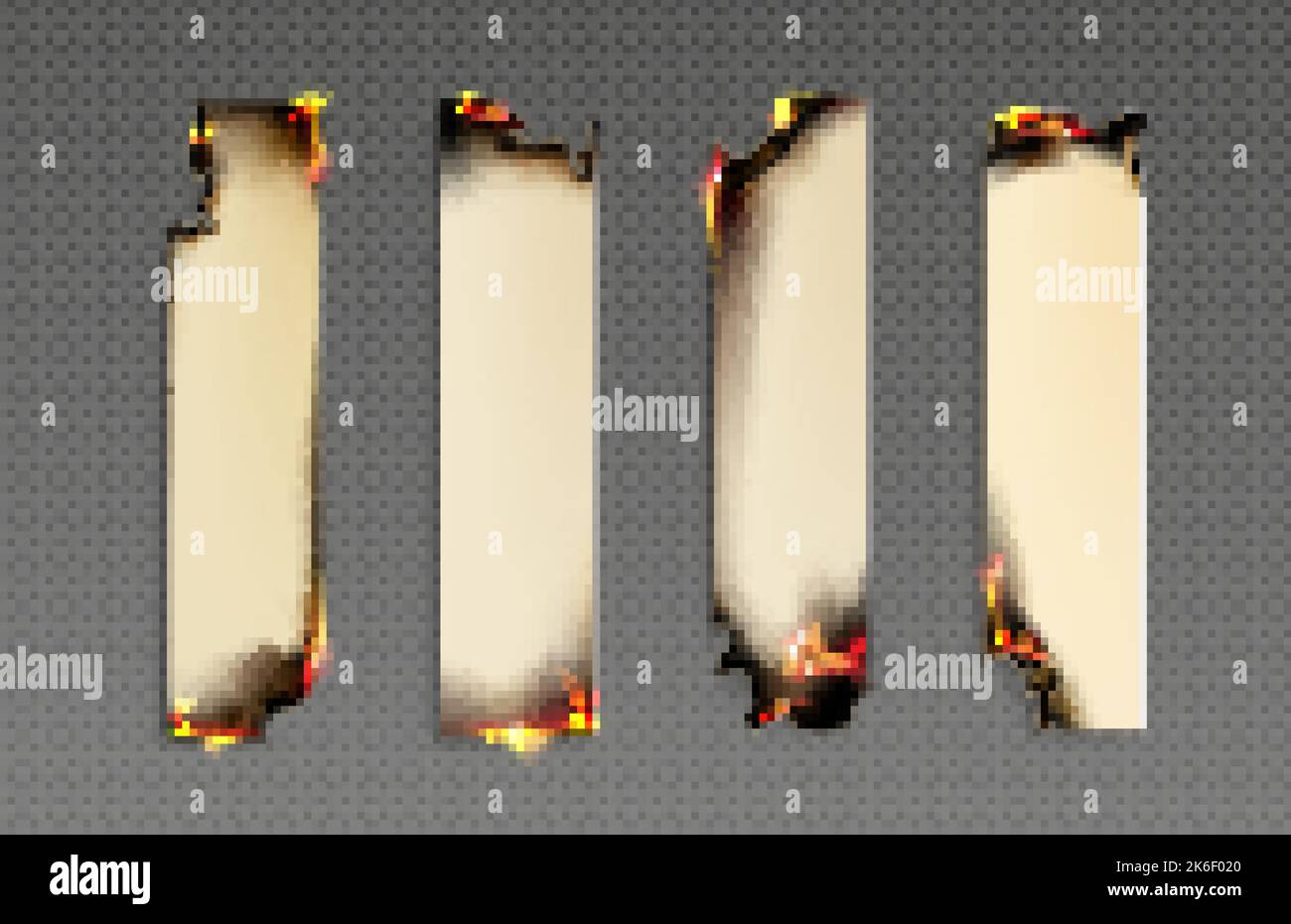 Burning paper png set isolated on transparent background. Realistic ...