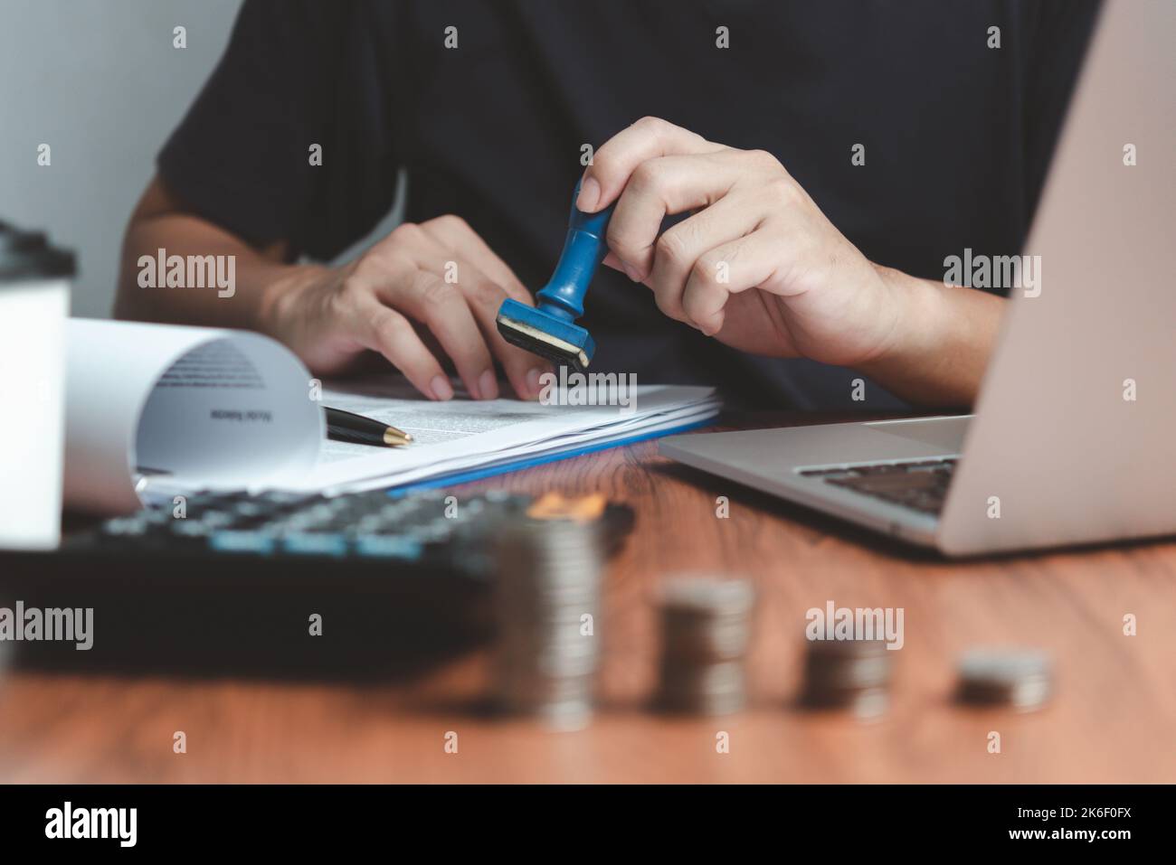 Signing approval record documents stamp confirmation occupation ...