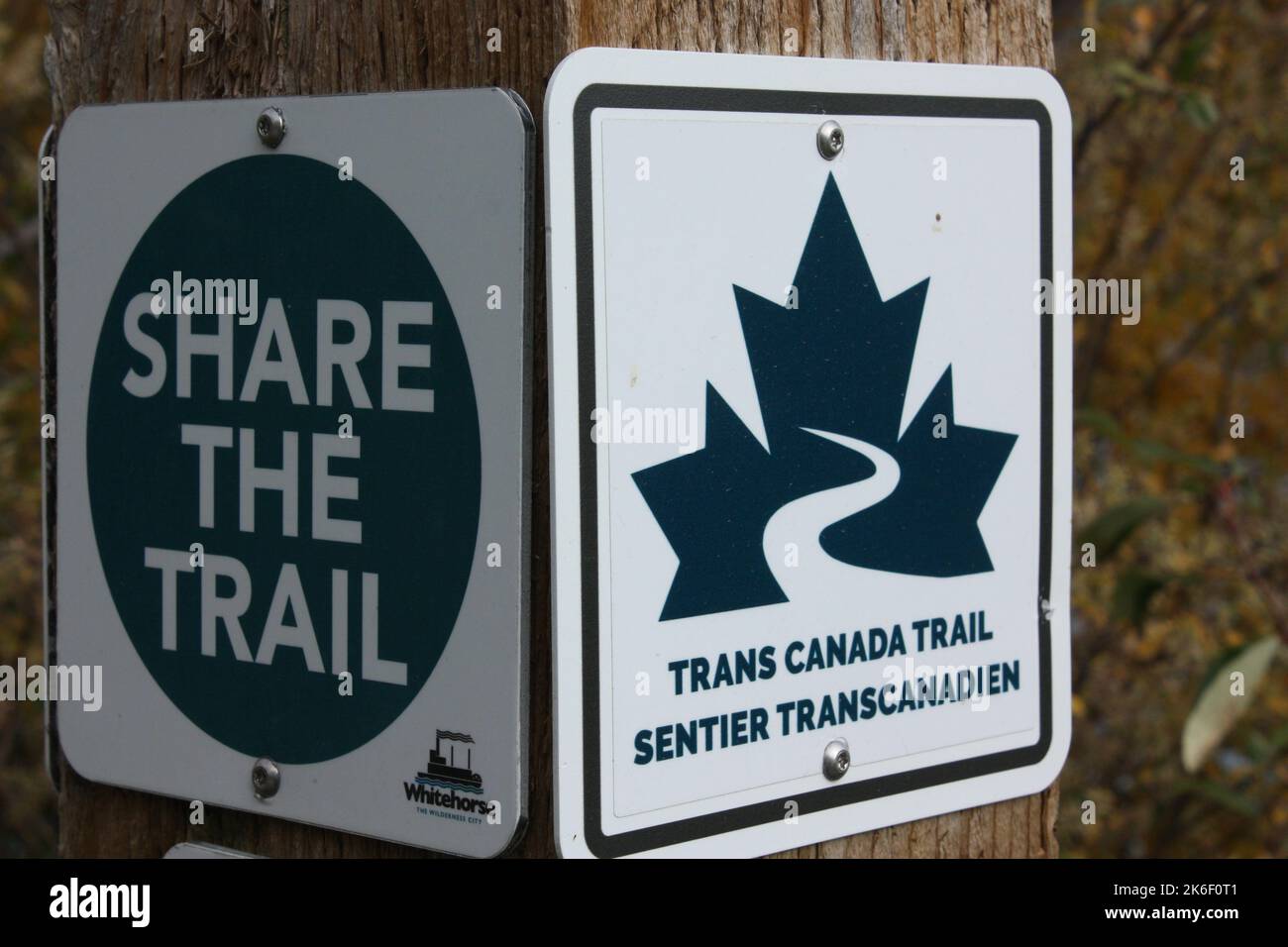 A sign for the Trans Canada Trail, the world's longest footpath, in ...