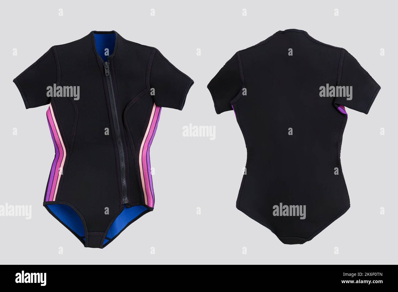 Female pink short diving plastic wetsuit for underwater swimming ...