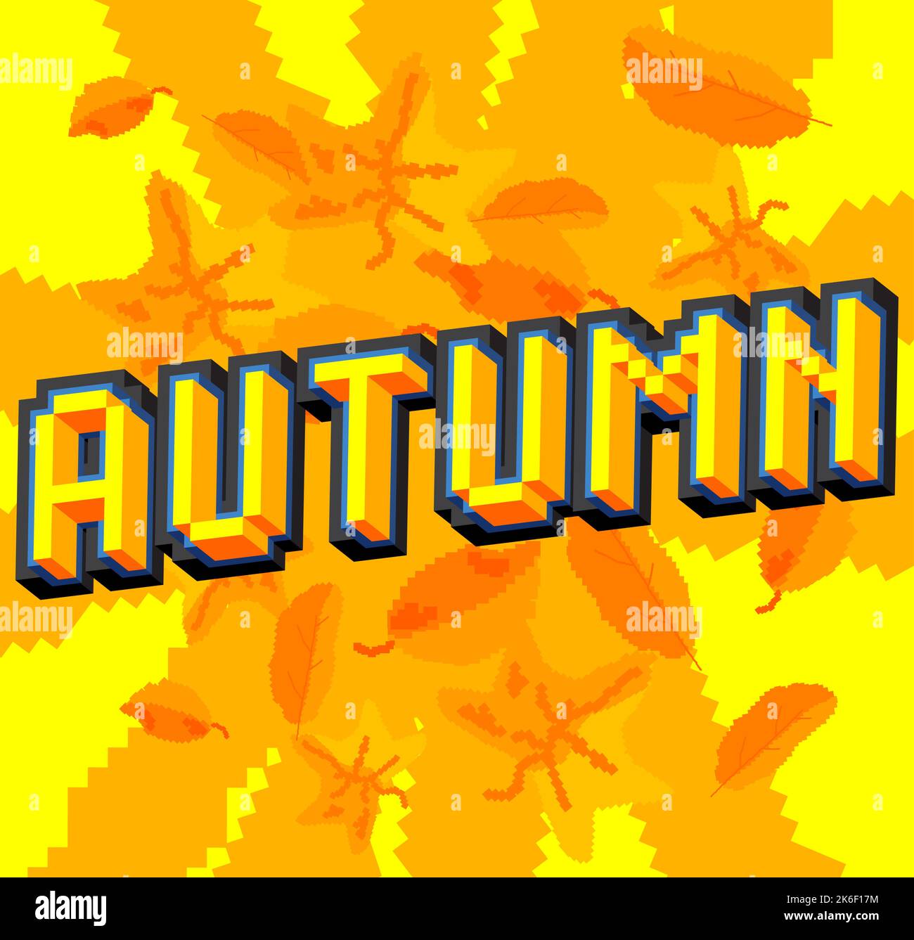 Autumn. Pixelated word with geometric graphic background. Vector ...