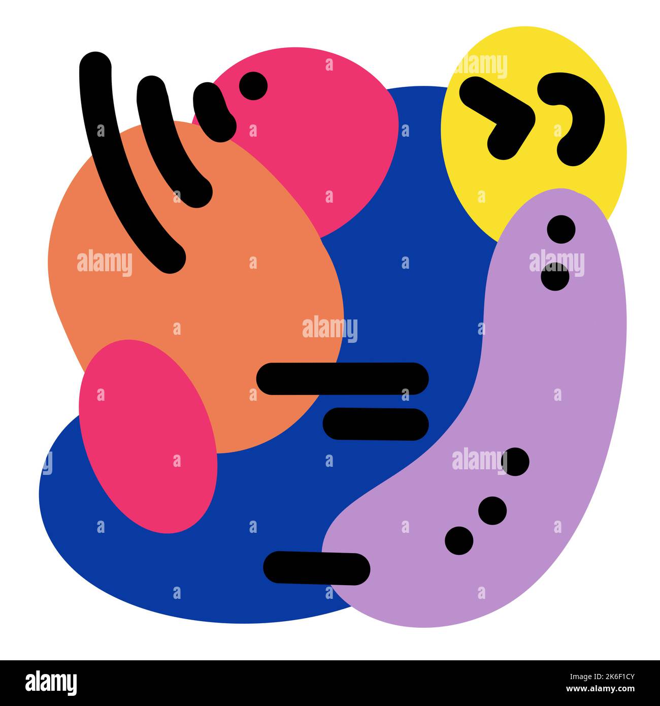 Hand drawn illustration with abstract modern shapes. Bright vibrant ...