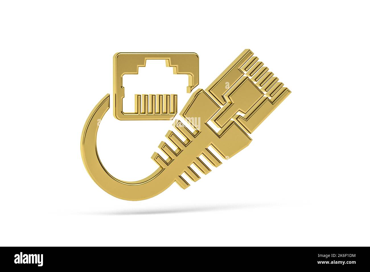 Golden 3d RJ45 icon isolated on white background - 3d render Stock ...
