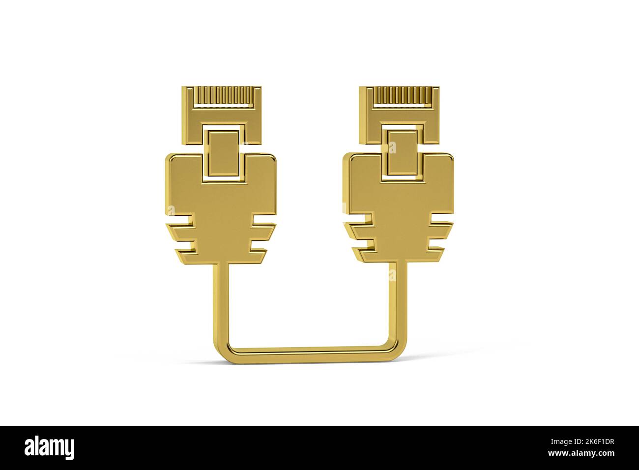 Golden 3d RJ45 icon isolated on white background - 3d render Stock ...