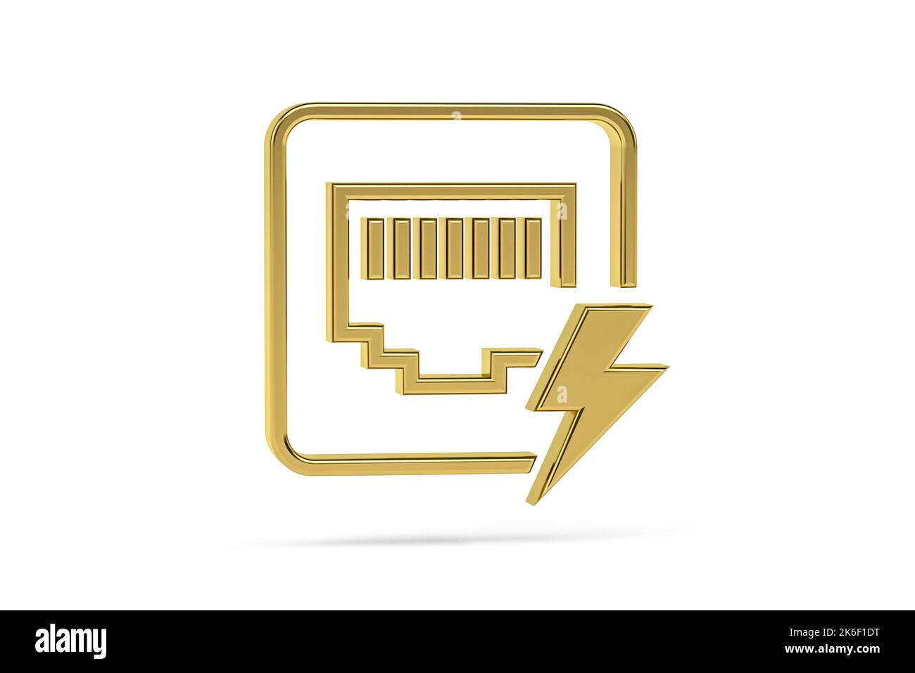 Golden 3d RJ45 icon isolated on white background - 3d render Stock ...