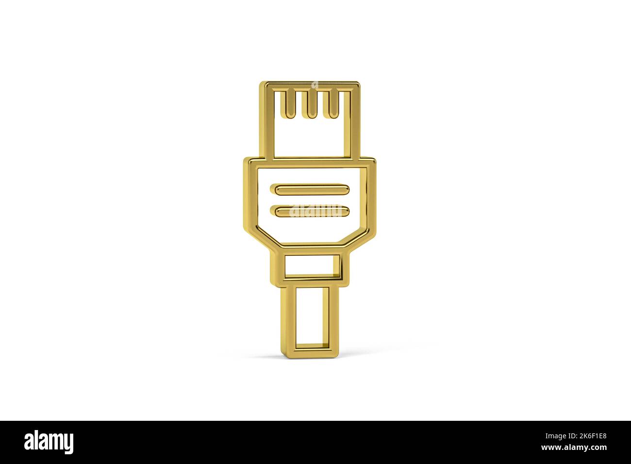 Golden 3d RJ45 icon isolated on white background - 3d render Stock ...