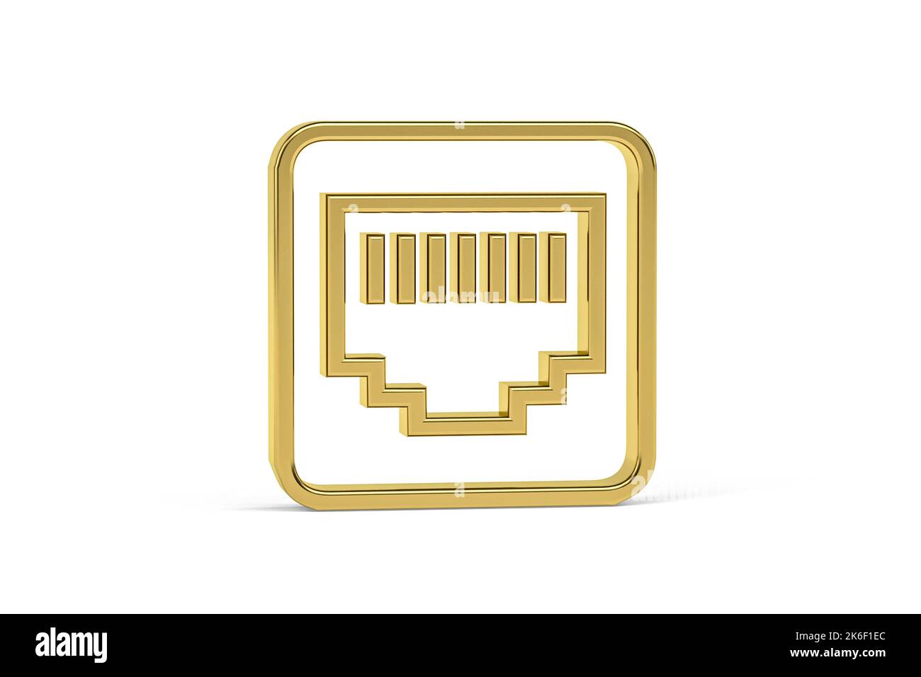 Golden 3d RJ45 icon isolated on white background - 3d render Stock ...