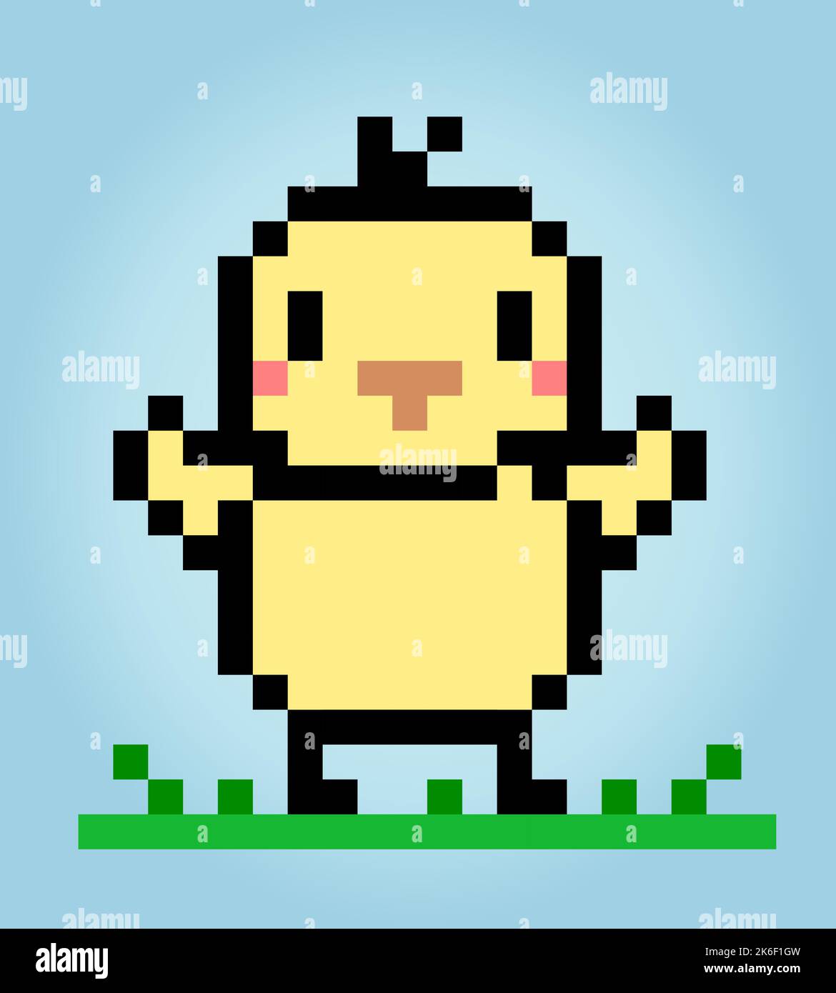 8-bit pixel the chicks. Animals Pixel in vector illustrations for cross stitches and game assets ...