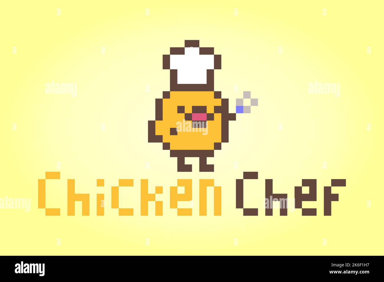 8 bit pixel chicken chef logo. Animals for game assets in vector illustration Stock Vector Image ...
