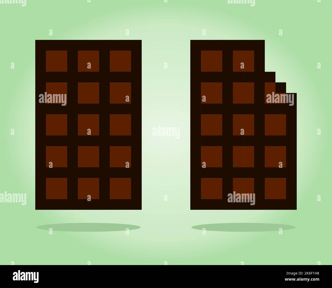 8 bit pixel chocolate bar. Food logo item for game assets in vector ...