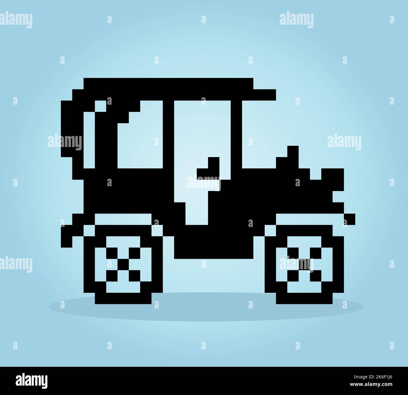 8 bit pixel classic car. means of transportation for game assets in ...