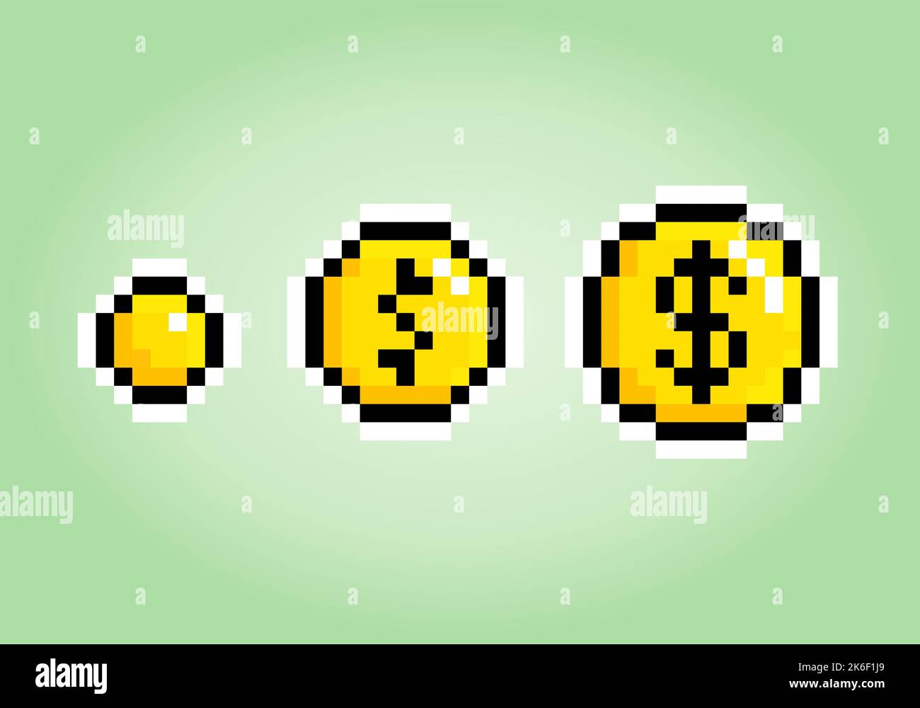 collection of gold coins in pixel art. for 8 bit games Stock Vector ...