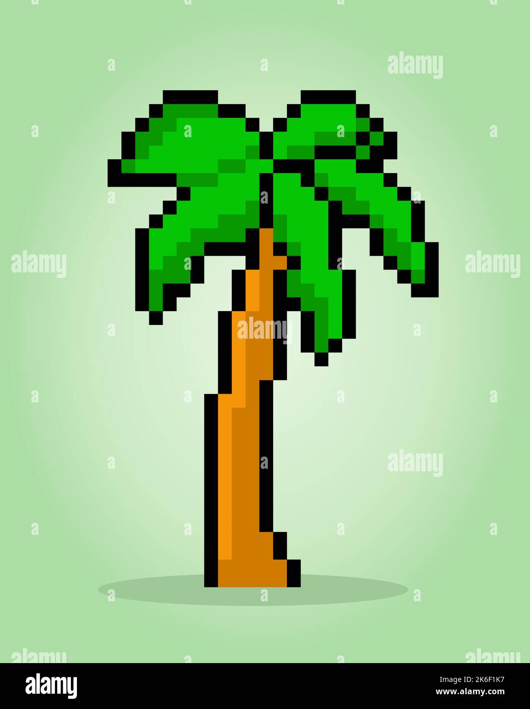 8 bit pixels coconut tree. Beach tree for game assets in vector ...