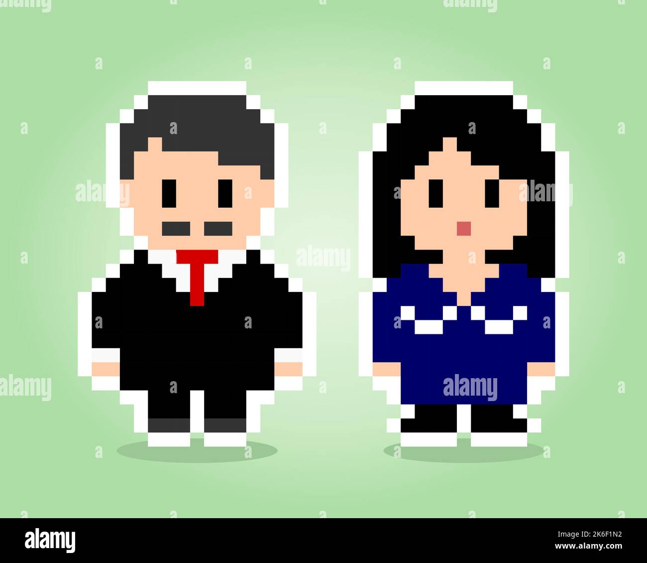 Male and female 8 bit pixels. People in pairs for game assets in vector ...